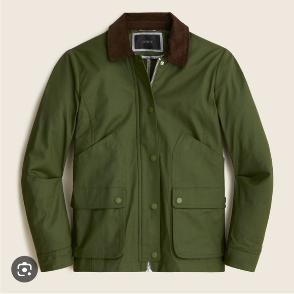 J. Crew | Jackets & Coats | Jcrew Green Barn Waxed Cotton Jacket Brown ...